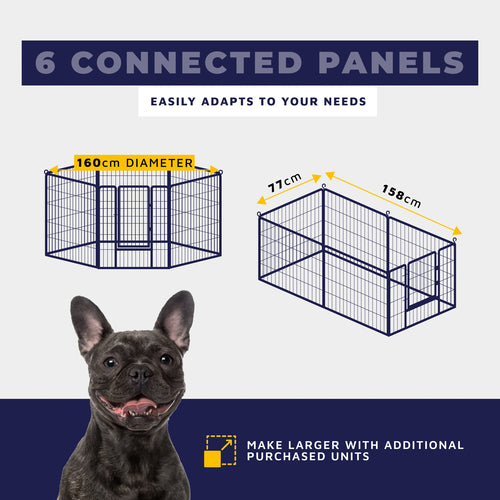 Heavy Duty 6 Panel Dog Playpen with Door – Robust & Secure – DogCrates+
