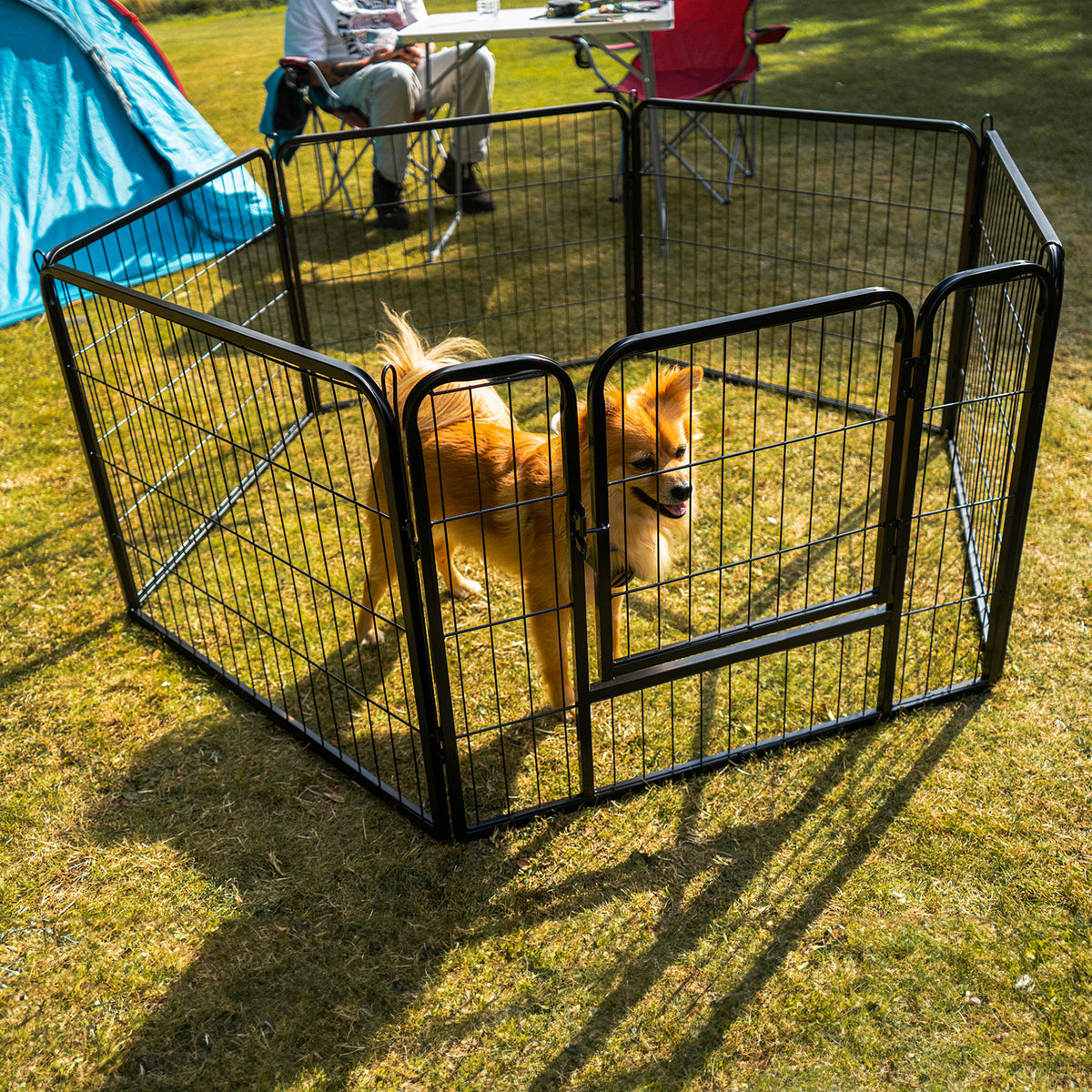 Heavy Duty 6 Panel Dog Playpen with Door – Robust & Secure – DogCrates+